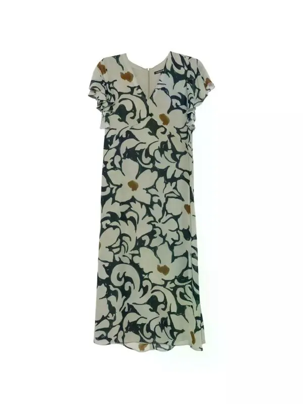 LUISA CERANO Floral-print V-neck Maxi Dress - Blue