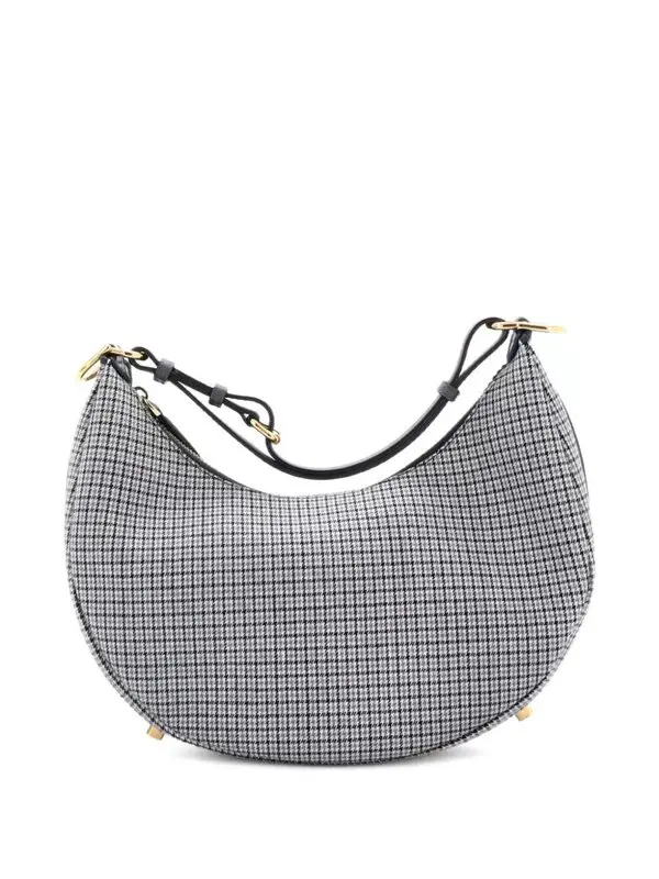 Fendi Houndstooth Wool Small Hobo Bag - Grey