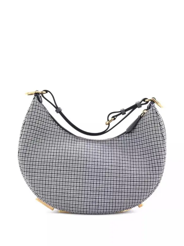 Fendi Houndstooth Wool Small Hobo Bag - Grey