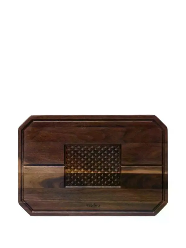 WOODSEA Medium Castle Geometric-carved Walnut Chopping Board