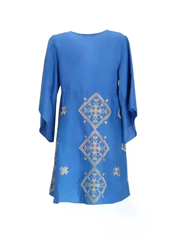 Greek Archaic Kori Lefkada Bell-sleeve Midi Dress - Blue