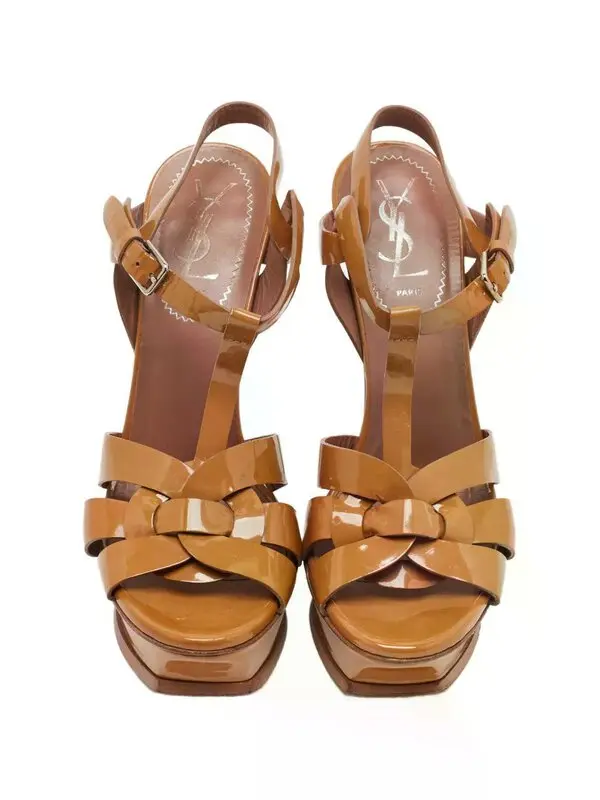 Saint Laurent Tribute Platform Sandals - Brown