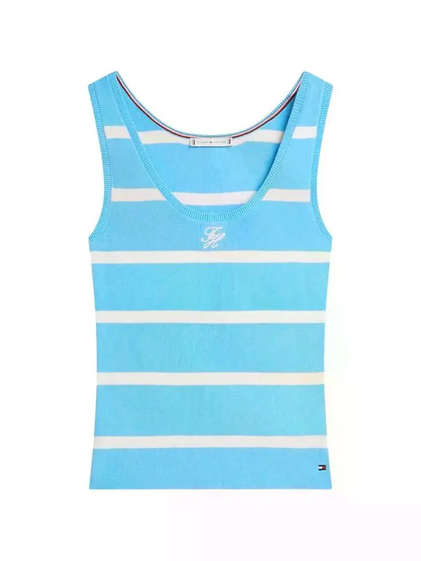 Tommy Hilfiger Striped Embroidered Tank Top - Blue