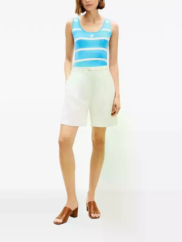 Tommy Hilfiger Striped Embroidered Tank Top - Blue