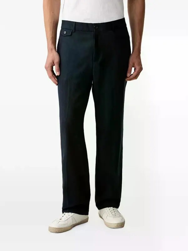 Scotch & Soda Otis Herringbone-pattern Straight-leg Trousers - Blue