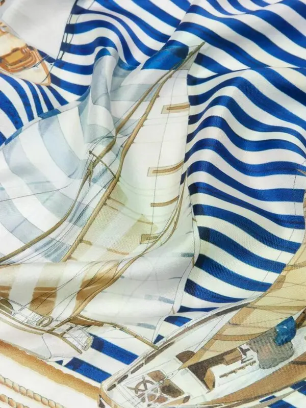 Max Mara Nautical-print Silk Scarf - Blue