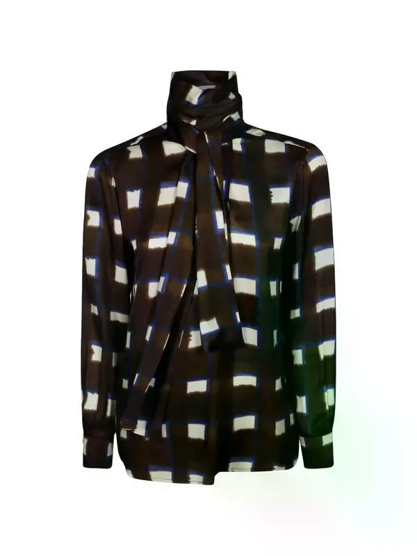 Incotex Check-print Pussy-bow Blouse