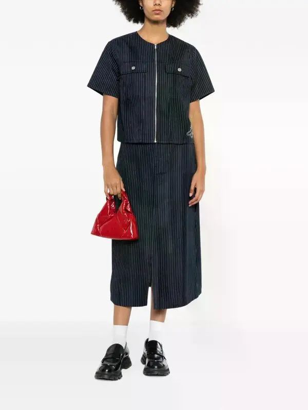 AGNES B. Logo-embroidered Striped Shirt