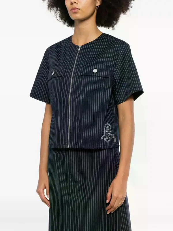 AGNES B. Logo-embroidered Striped Shirt
