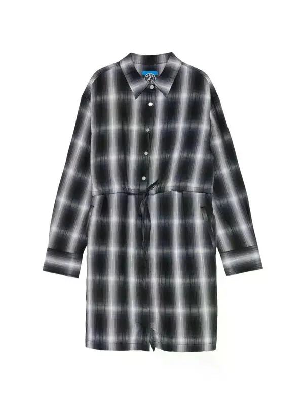 AGNES B. Logo-patch Plaid Shirt Dress