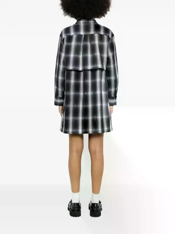 AGNES B. Logo-patch Plaid Shirt Dress