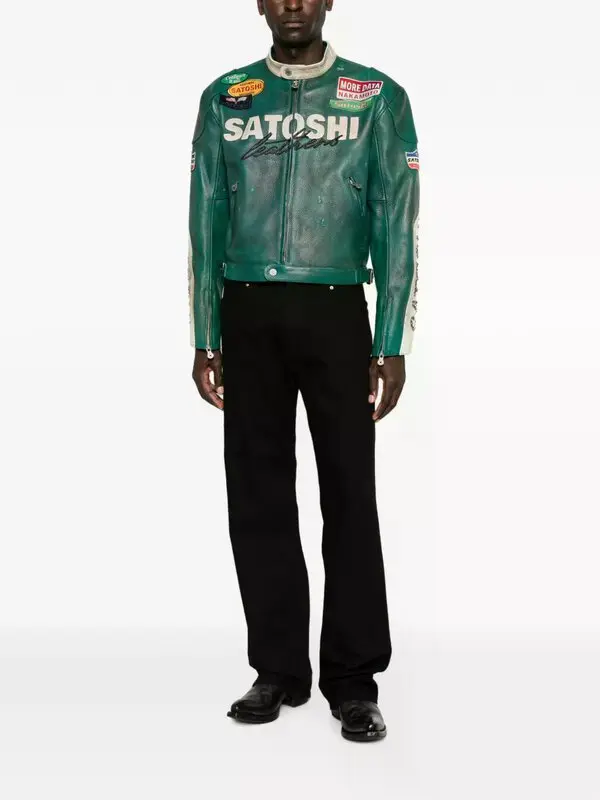 SATOSHI NAKAMOTO Patch-detail Leather Jacket