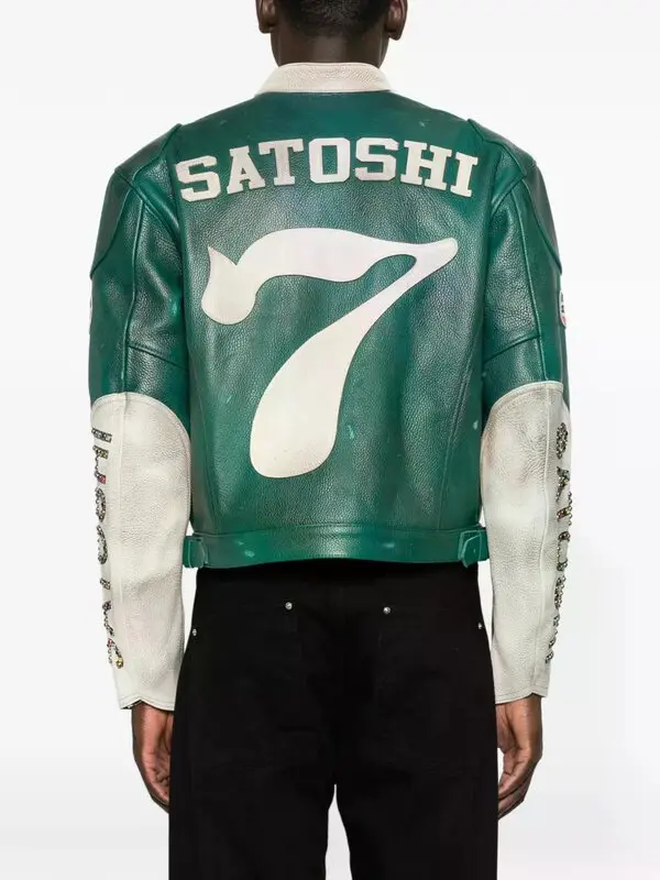 SATOSHI NAKAMOTO Patch-detail Leather Jacket