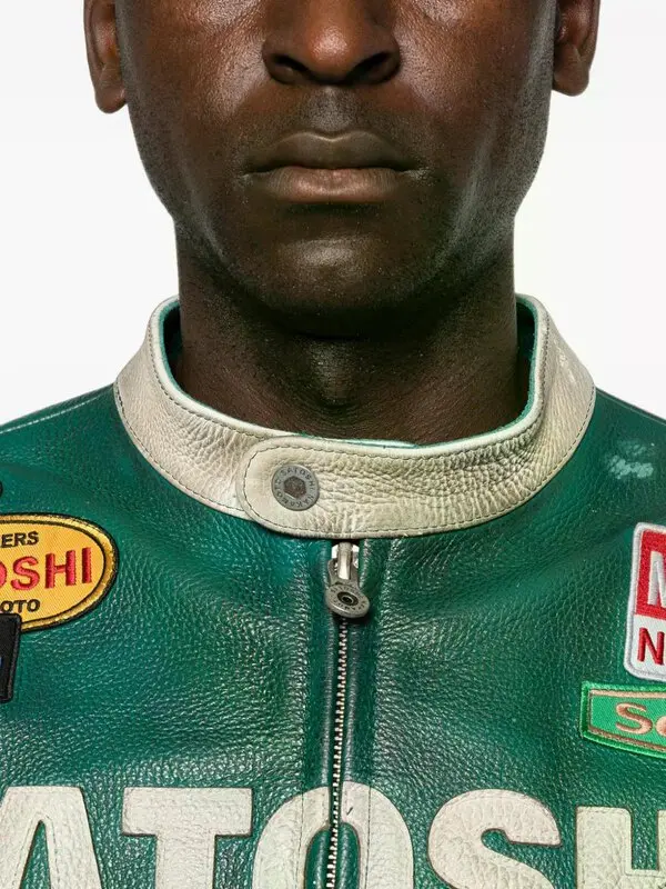 SATOSHI NAKAMOTO Patch-detail Leather Jacket