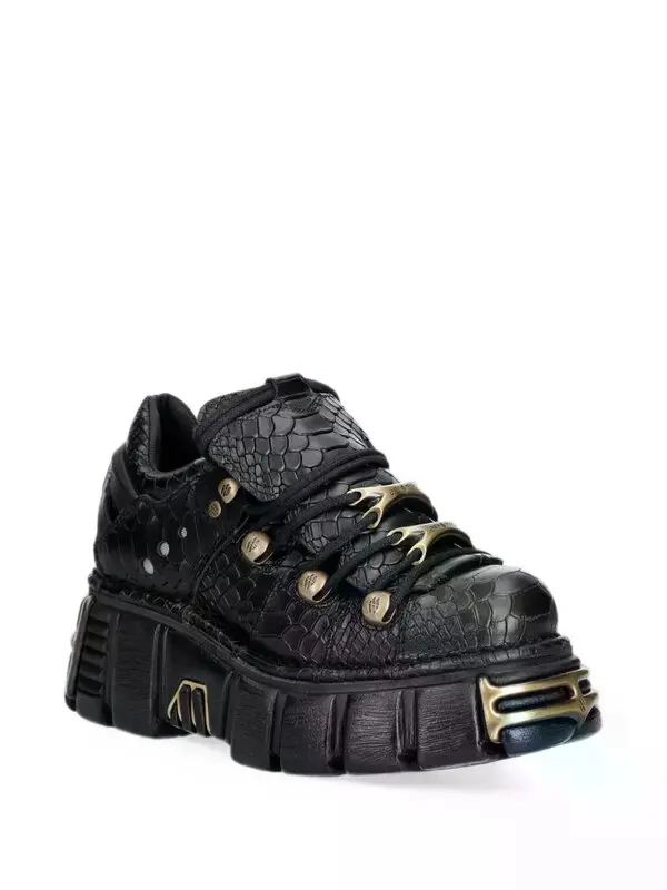 NEW ROCK Crocodile-effect Platform Derby Shoes