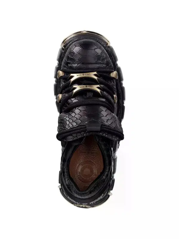 NEW ROCK Crocodile-effect Platform Derby Shoes