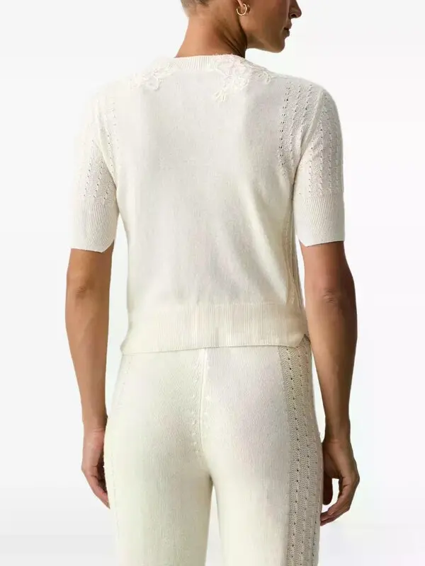 Ermanno Scervino Lace-trimmed Pointelle-knit Top