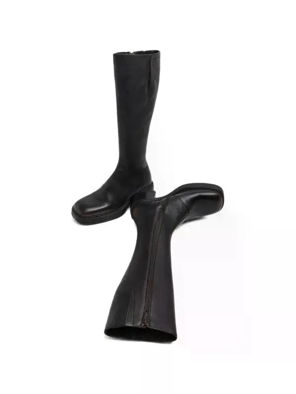 MIISTA Yumi Square-toe Leather Knee-high Boots