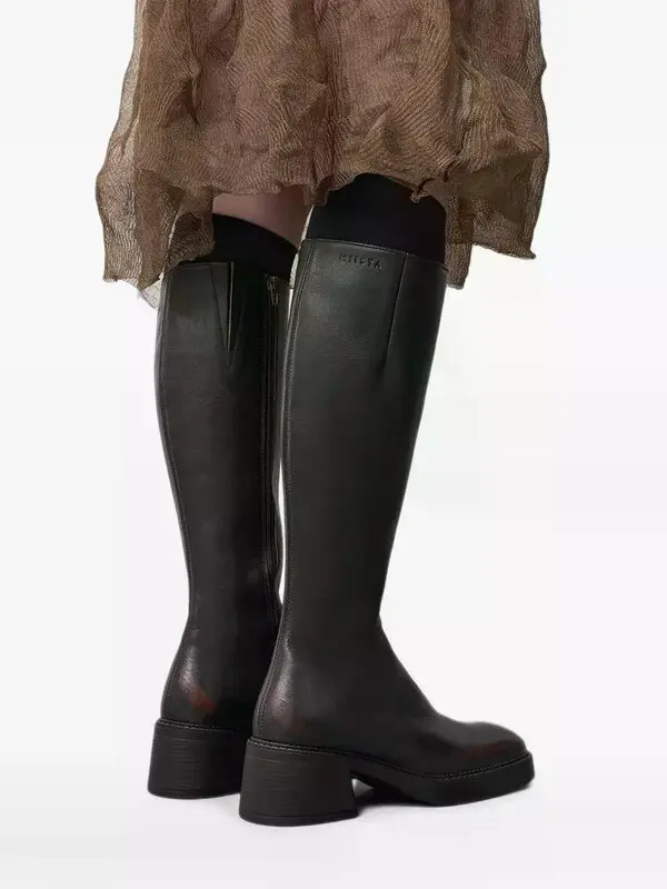 MIISTA Yumi Square-toe Leather Knee-high Boots
