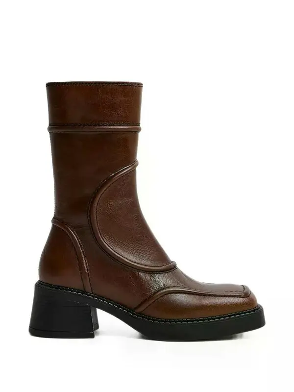 MIISTA Malene Panelled Square-toe Boots - Brown