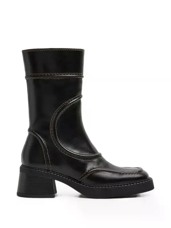 MIISTA Malene Panelled Leather Boots - Black
