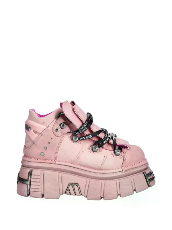 NEW ROCK M-106-cev164 Platform Lace-up Ankle Boots - Pink