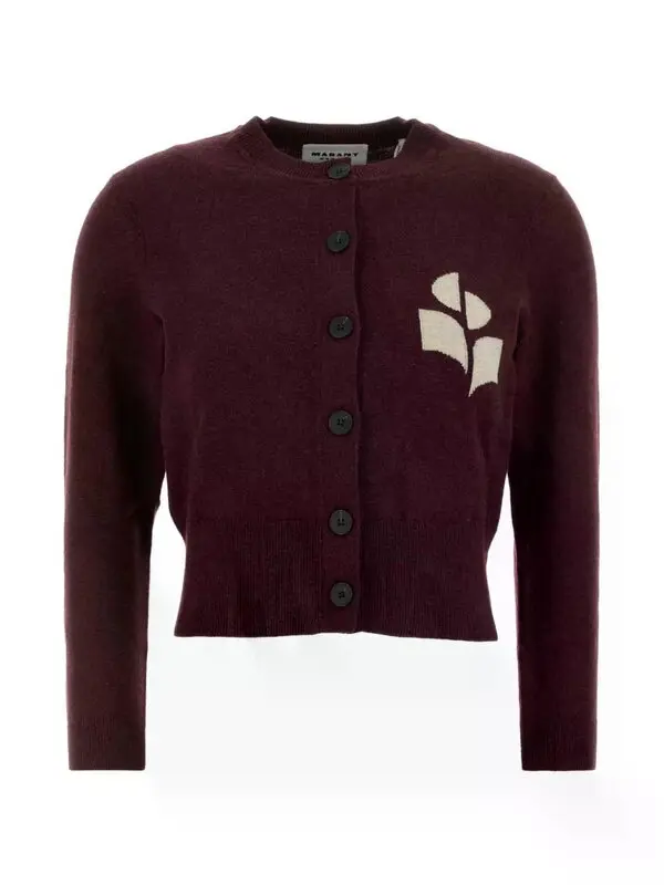 MARANT ETOILE Newton Logo-intarsia Cardigan - Red