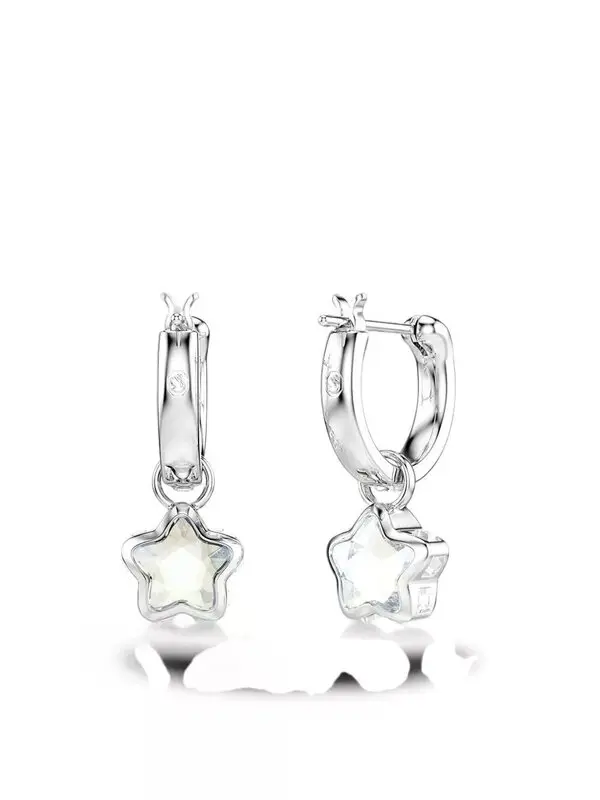 SWAROVSKI Star Pendant Hoop Earrings - Silver