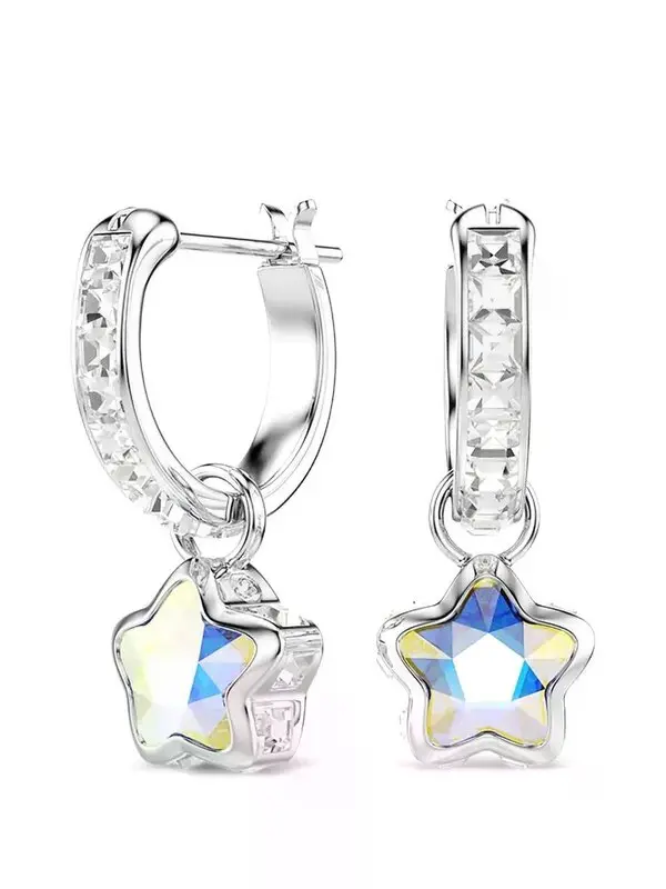 SWAROVSKI Star Pendant Hoop Earrings - Silver