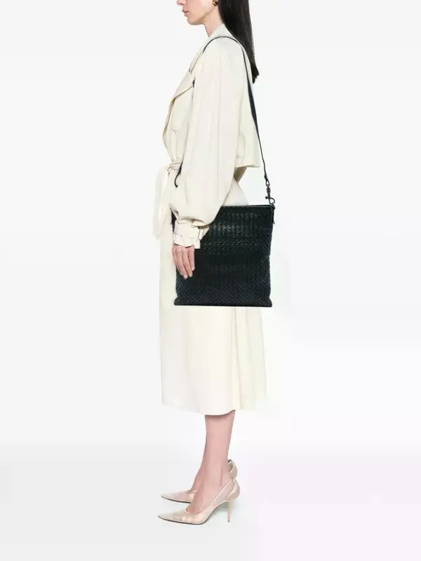 Bottega Veneta Intrecciato Nappa Flat Crossbody Messenger Bag - Black