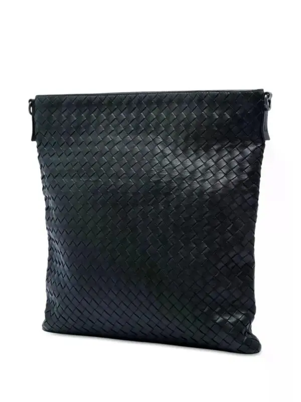 Bottega Veneta Intrecciato Nappa Flat Crossbody Messenger Bag - Black