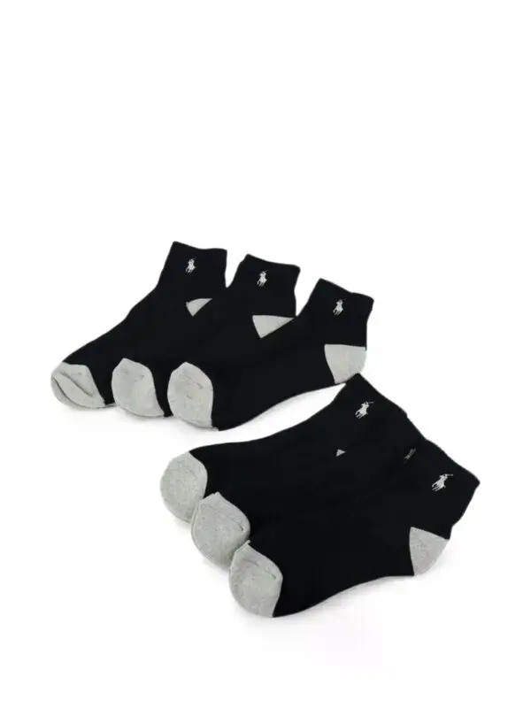 Polo Ralph Lauren Logo-embroidered Ankle Socks Set - Black