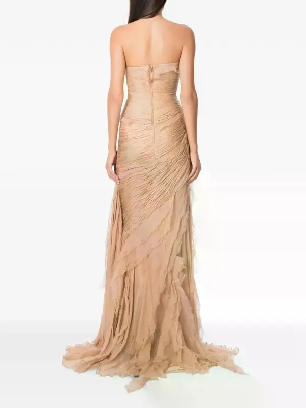 NORINA ST Distressed-effect Ruched Gown