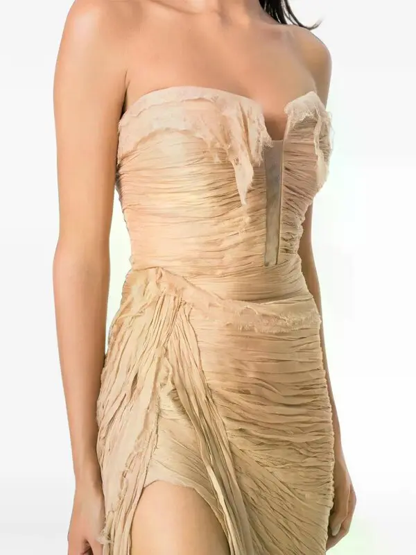 NORINA ST Distressed-effect Ruched Gown