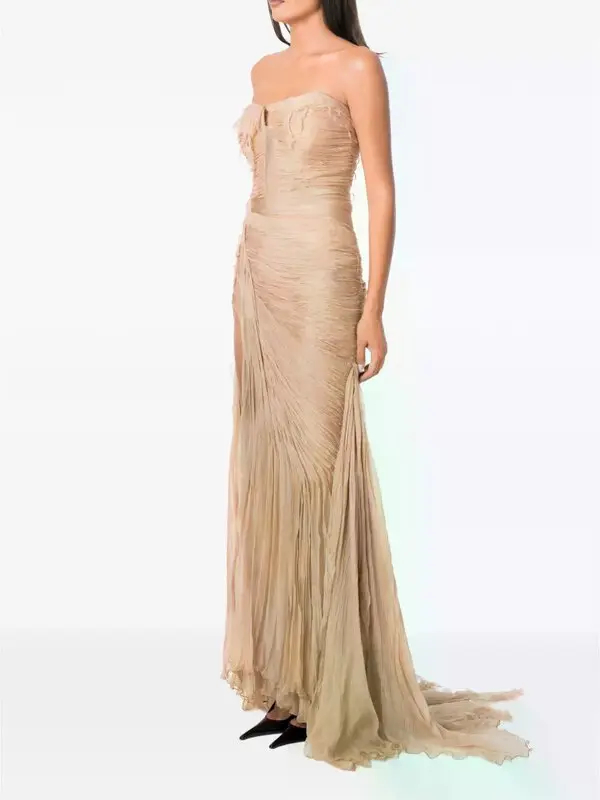 NORINA ST Distressed-effect Ruched Gown