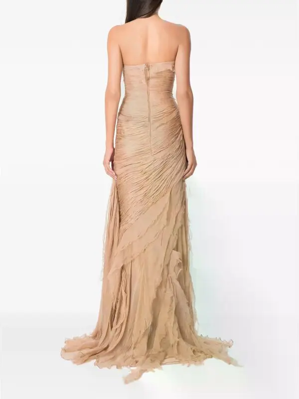 NORINA ST Distressed-effect Ruched Gown