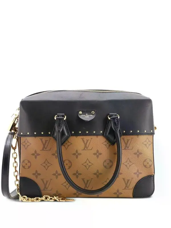 LOUIS VUITTON City Malle Handbag Reverse Monogram Canvas And Leather Mm Satchel - Black