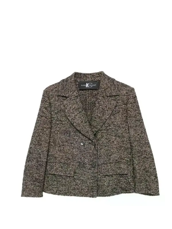 LUISA CERANO Double-breasted Herringbone-tweed Jacket