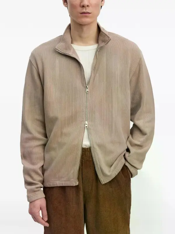 ANOTHER ASPECT Ribbed-knit Zip-up Sweatshirt - Neutrals