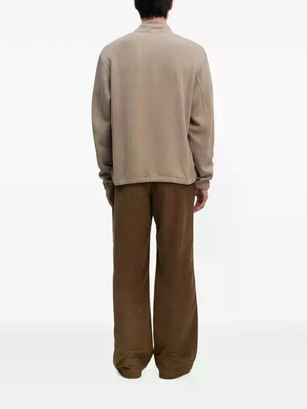 ANOTHER ASPECT Ribbed-knit Zip-up Sweatshirt - Neutrals