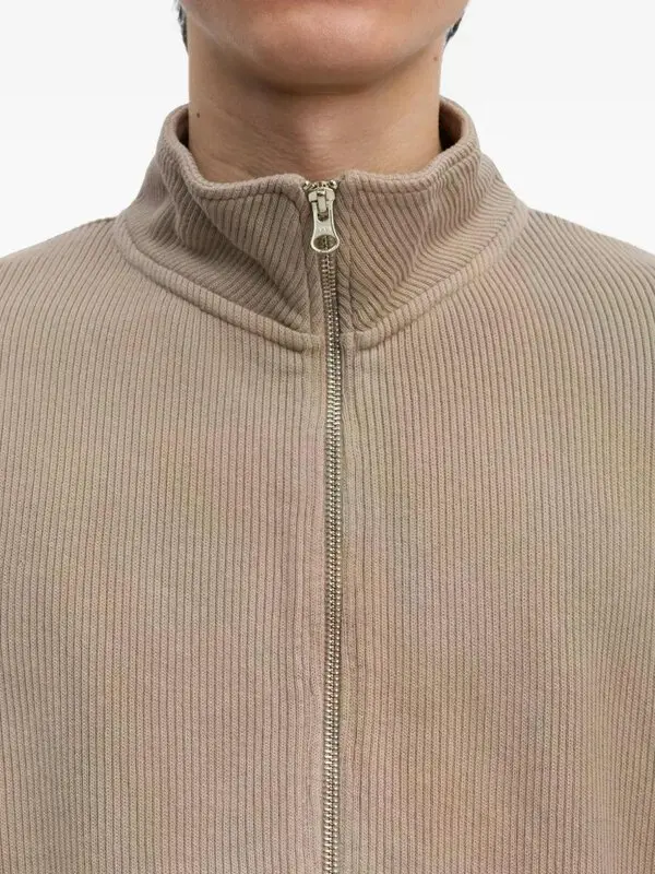 ANOTHER ASPECT Ribbed-knit Zip-up Sweatshirt - Neutrals