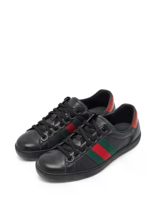 Gucci Ace Web Leather Sneakers