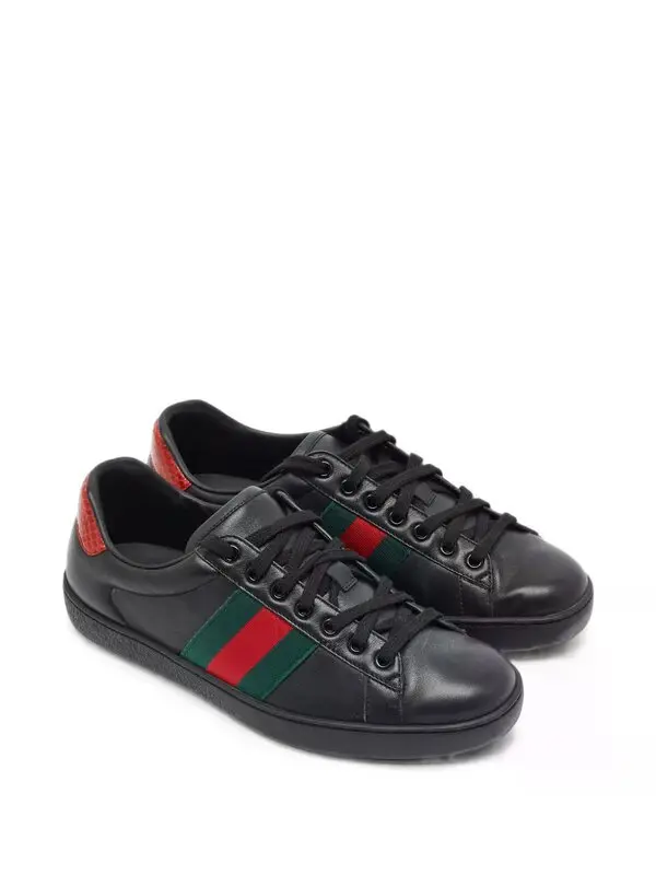 Gucci Ace Web Leather Sneakers