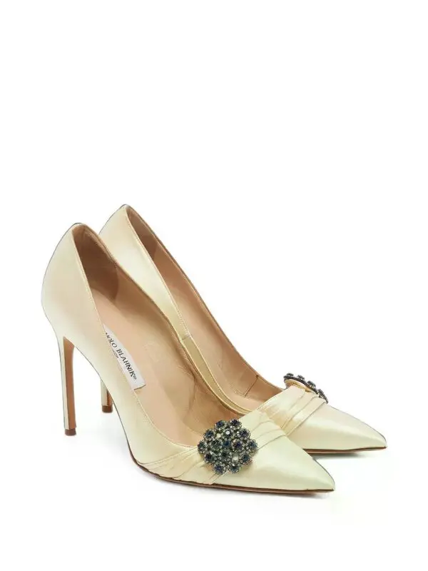 Manolo Blahnik Crystal-embellished Satin Pumps