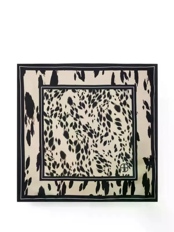 ANINE BING York Scarf Leopard Pearl White