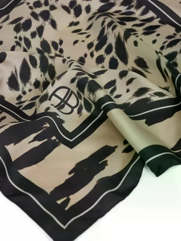 ANINE BING York Scarf Leopard Pearl White