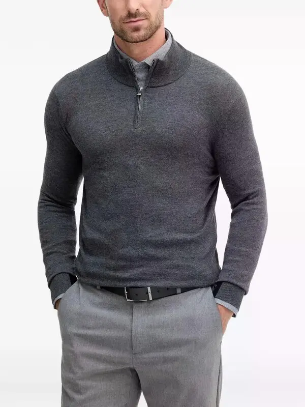 MOS MOSH Quarter-zip Knitted Sweater - Grey
