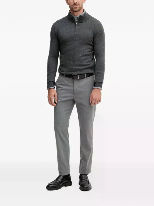 MOS MOSH Quarter-zip Knitted Sweater - Grey