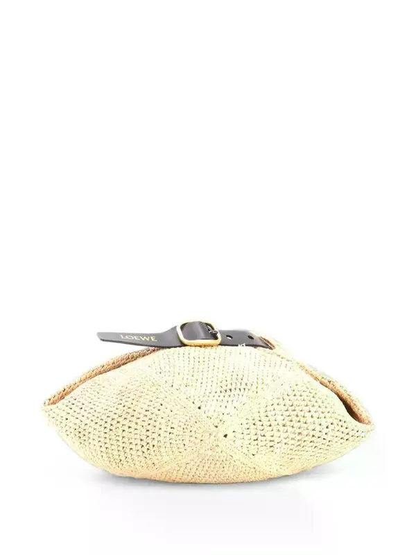 Loewe Punch Hole Raffia With Leather Medium Tote Bag - Neutrals