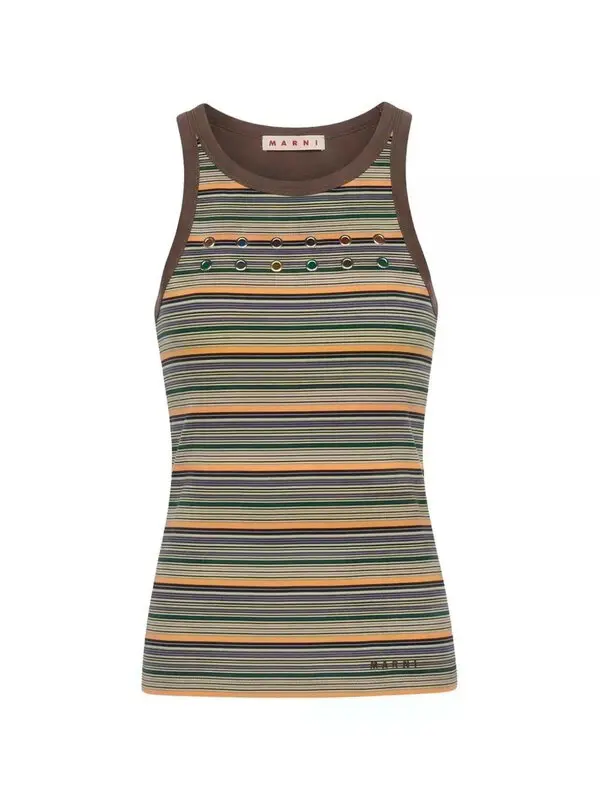 Marni Striped Eyelet-embellished Tank Top